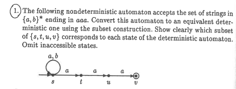Solved 1.) The following nondeterministic automaton accepts | Chegg.com