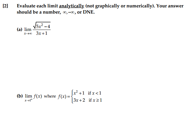 Solved Evaluate each limit analytically (not graphically or | Chegg.com