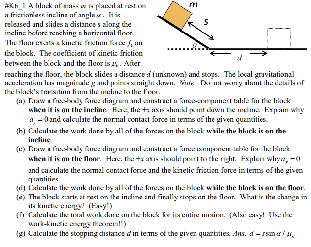 Solved #K6-1 A block of mass m is placed at rest on a | Chegg.com