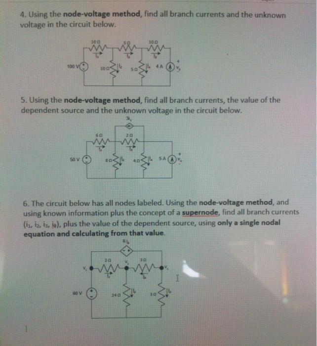 4. Using the node-voltage method, find all branch | Chegg.com