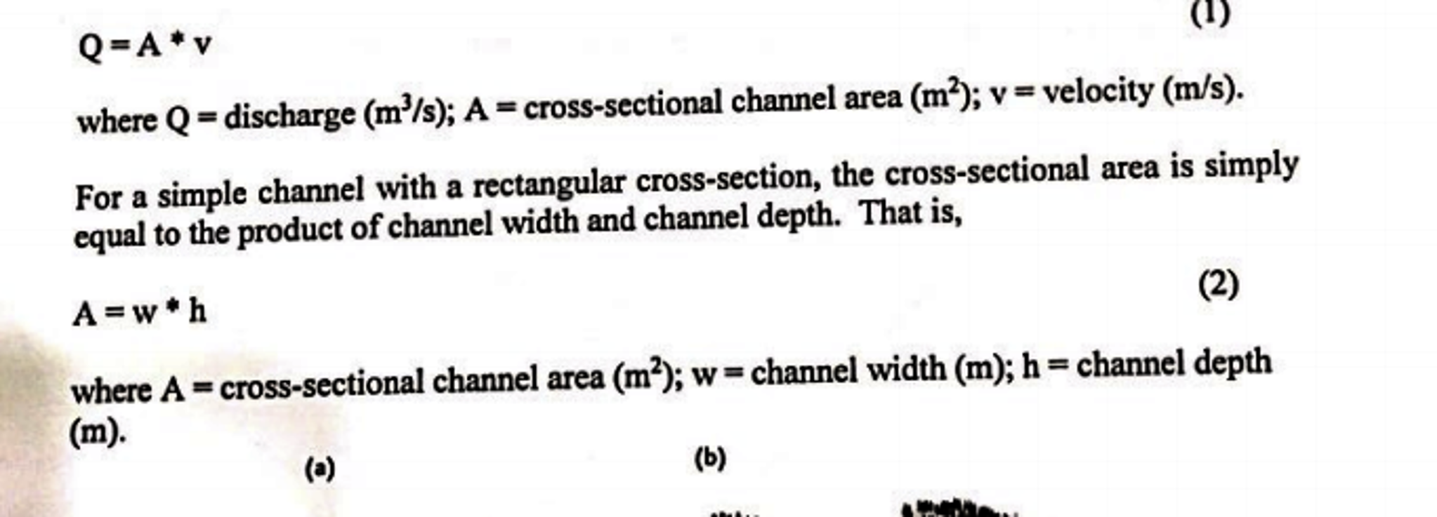 Solved What is the discharge (Q) of a channel with mean | Chegg.com