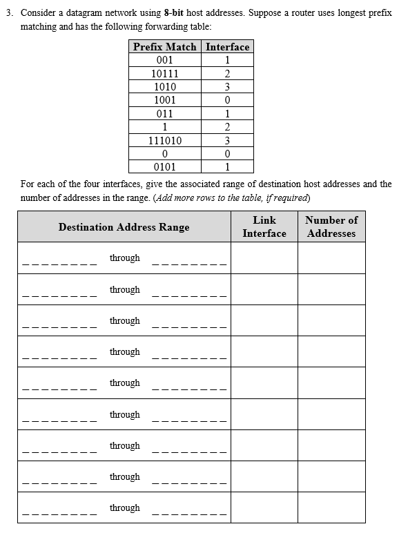Solved Consider A Datagram Network Using 8 Bit Host 6300