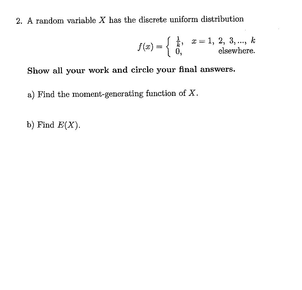 Solved A random variable X has the discrete uniform | Chegg.com