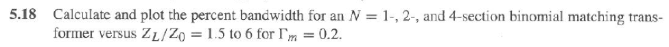 Solved 5.18 Calculate and plot the percent bandwidth for an | Chegg.com