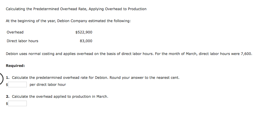 Solved Calculating the Predetermined Overhead Rate, Applying | Chegg.com
