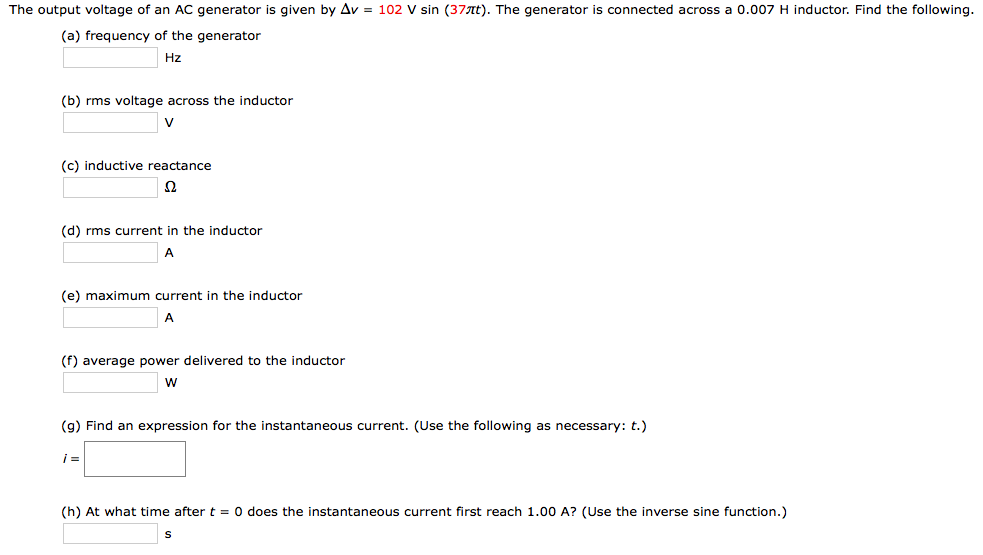 Solved The output voltage of an AC generator is given by | Chegg.com