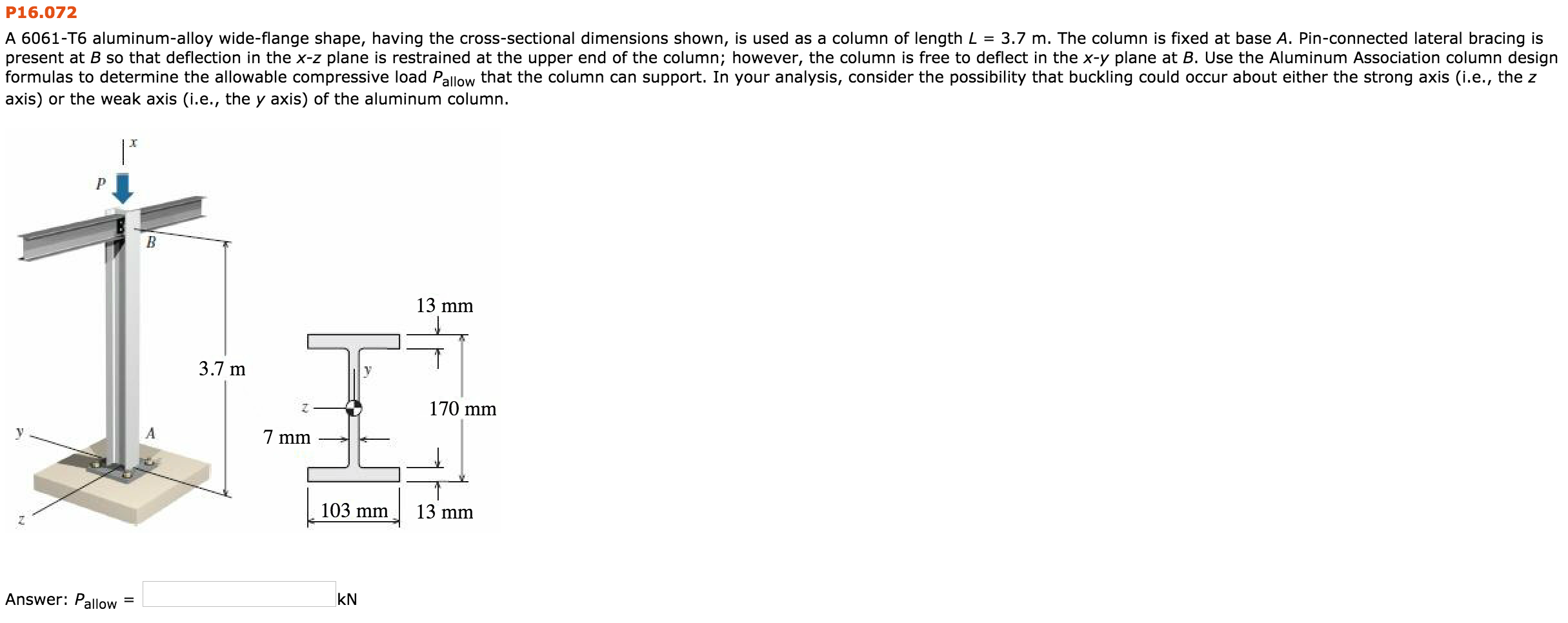 A 6061-T6 aluminum-alloy wide-flange shape, having | Chegg.com