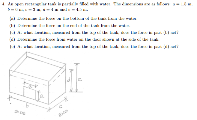 Solved 4. An open rectangular tank is partially filled with | Chegg.com