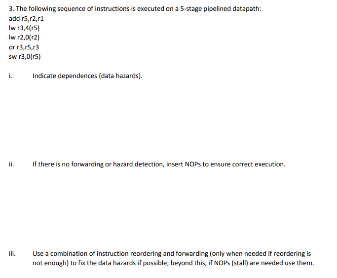 3. The following sequence of instructions is executed | Chegg.com