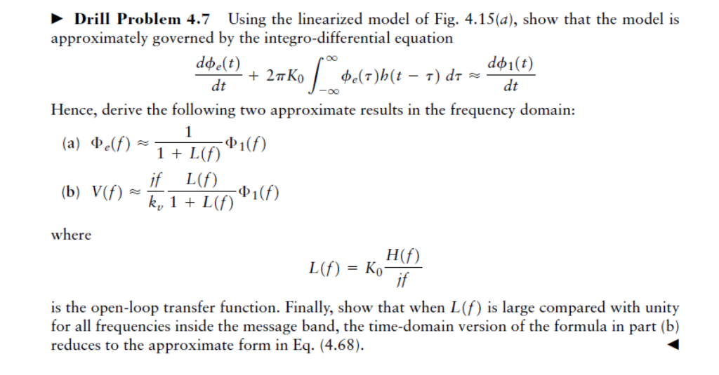 Solved Drill Problem 4.7 Using the linearized model of Fig. | Chegg.com