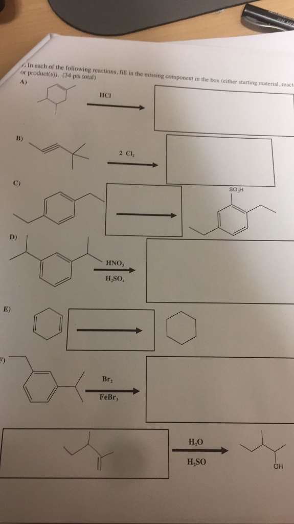 Solved In each of the following reactions, fill in the | Chegg.com