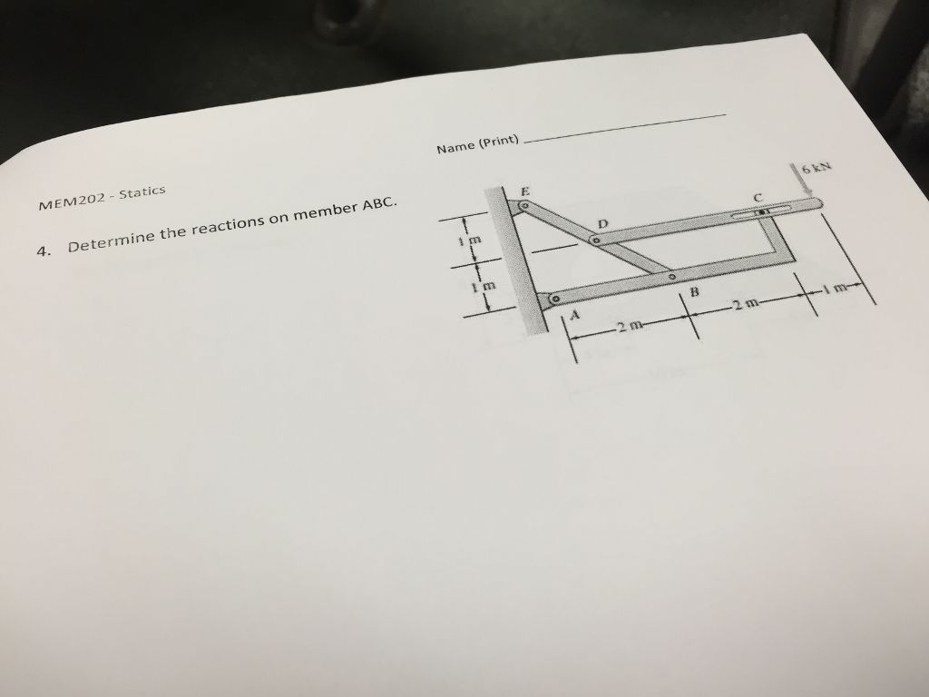 Solved Determine the reactions on member ABC. | Chegg.com
