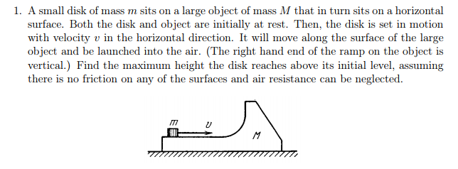 Solved 1. A small disk of mass m sits on a large object of | Chegg.com
