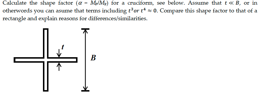 Calculate the shape factor (a Mp/MA) for a cruciform, | Chegg.com