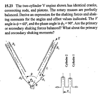 Solved 15.23 The two-cytinder Vengine shows has idencical | Chegg.com