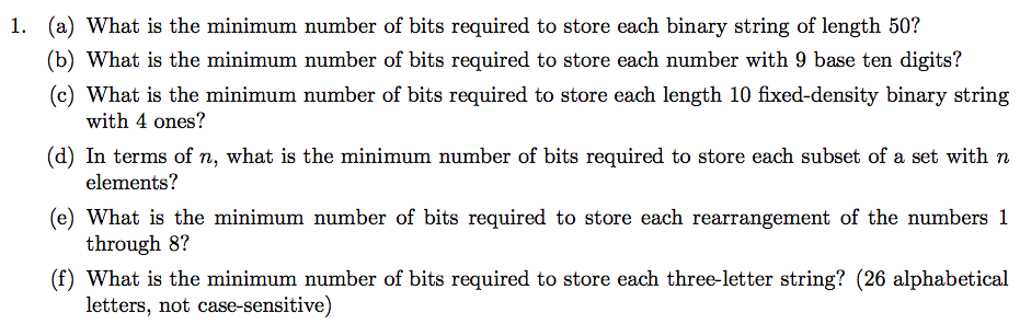 Solved (a) What is the minimum number of bits required to | Chegg.com