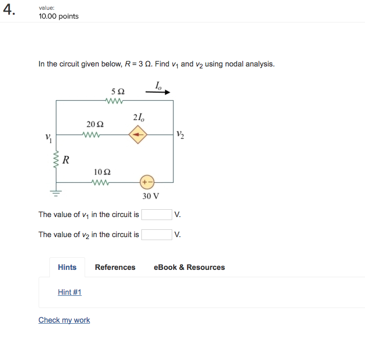Solved 1 4 10.00 points In the circuit given below, R-3 Ω. | Chegg.com
