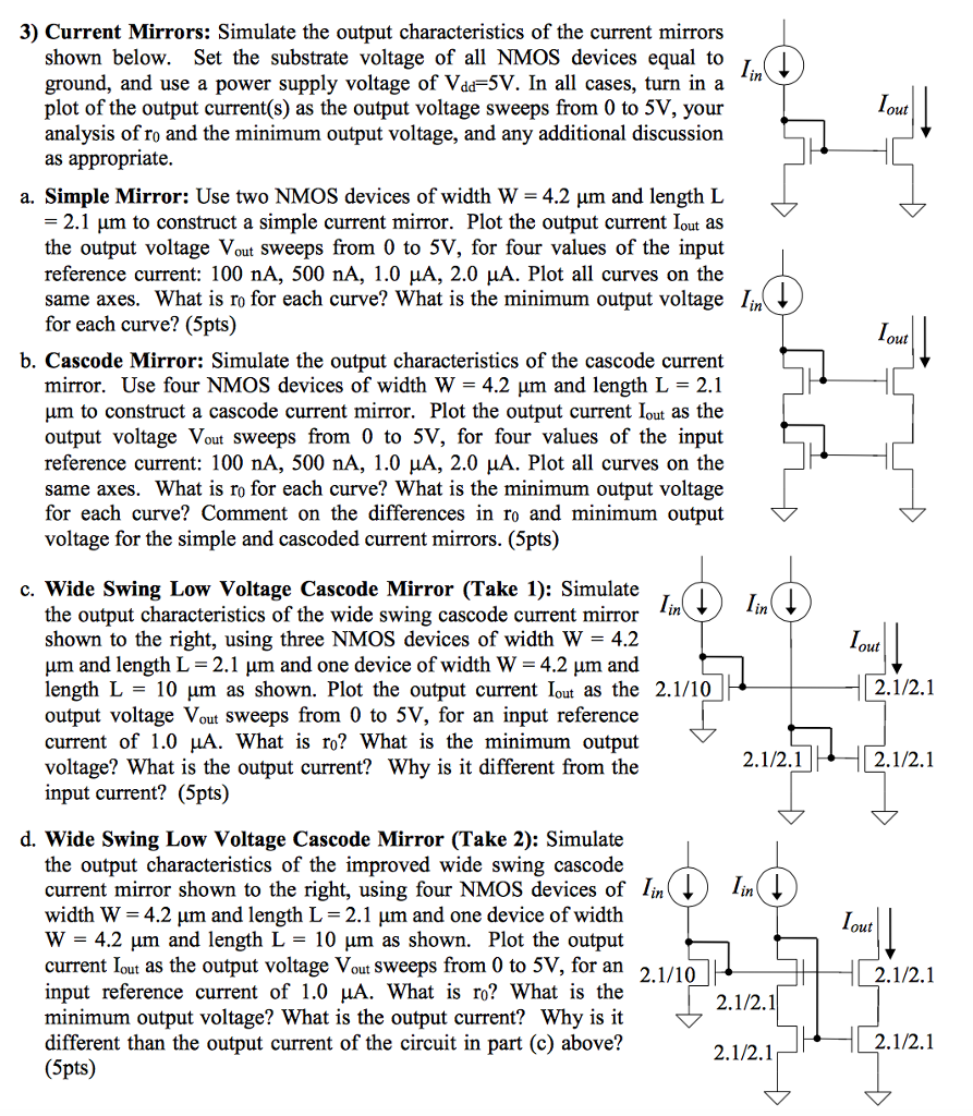 3) Current Mirrors: Simulate the output | Chegg.com