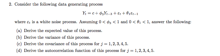 Consider the following data generating process Y_t = | Chegg.com