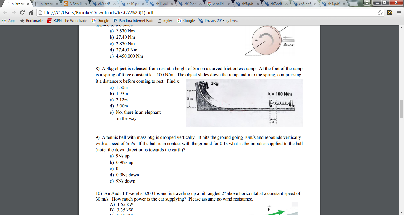Solved A 3kg object is released from rest at a height of 5m | Chegg.com