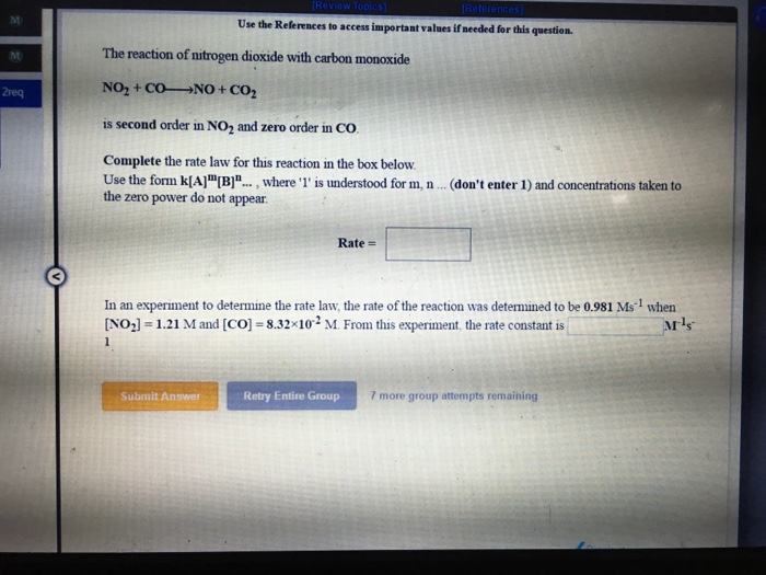 Solved The reaction of nitrogen dioxide with carbon monoxide | Chegg.com