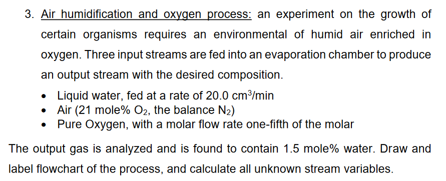 Air humidification and oxygen process: an experiment | Chegg.com