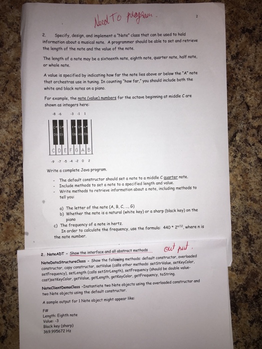 Solved Specify, design, and implement a "Note" class that | Chegg.com
