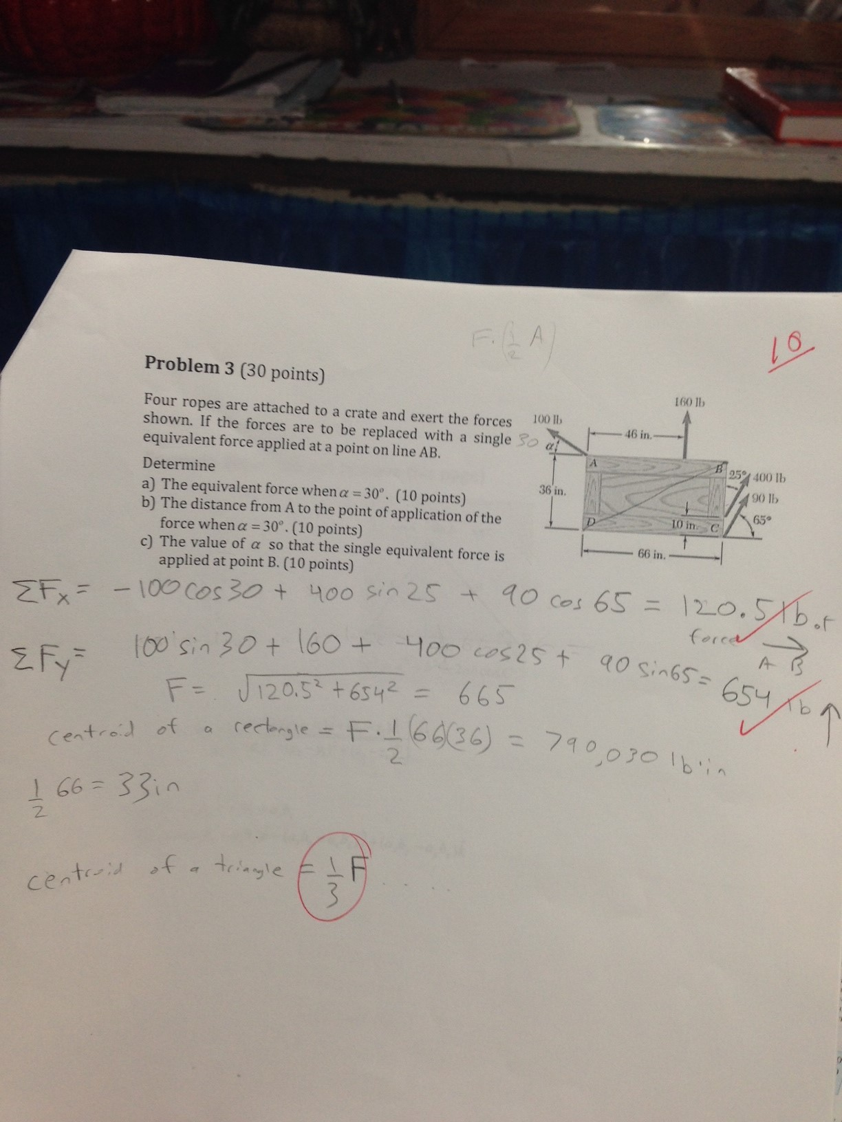 Solved engineering mechanics:statics. exam correction. | Chegg.com