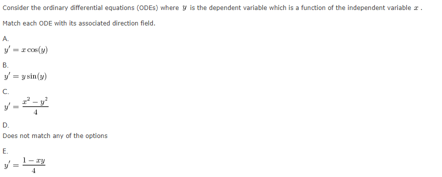 Solved Consider The Ordinary Differential Equations Odes