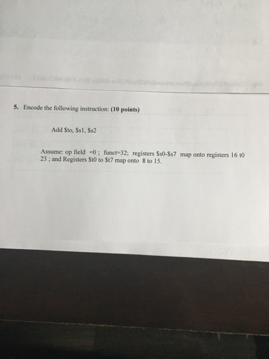Solved Encode The Following Instruction Add To S1 S2 