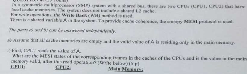 Solved ontS In a symmetric multiprocessor (SMP) system with | Chegg.com