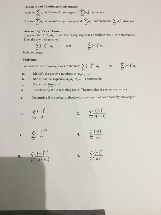 Solved Absolute and Conditional Convergence. A series | Chegg.com