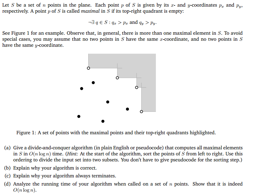 Solved Let S be a set of n points in the plane. Each point p | Chegg.com