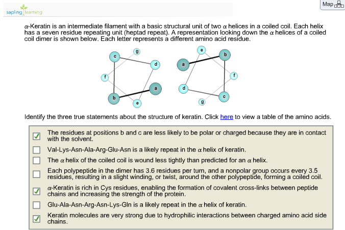 Solved Map pling a-Keratin is an intermediate filament with | Chegg.com