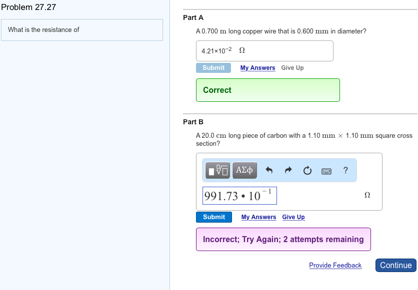 Solved Problem 27.27 Part A What is the resistance of A0.700 | Chegg.com