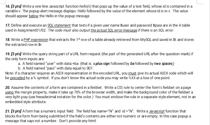 Solved 16. 13 ptsl Write a one-line Javascript function | Chegg.com