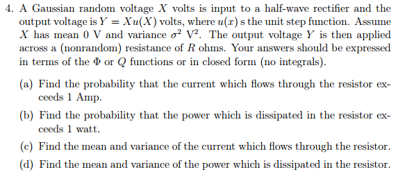 Solved A Gaussian random voltage X volts is input to a | Chegg.com