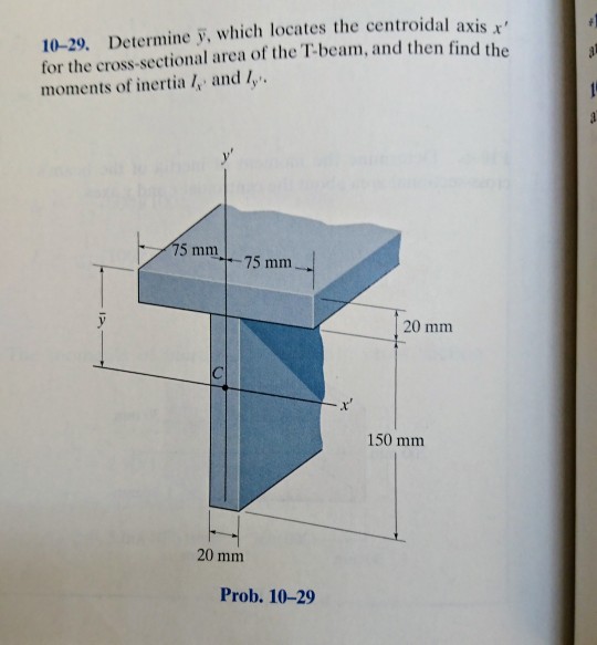 Solved 10-29. Determine ỹ, which locates the centroidal axis | Chegg.com