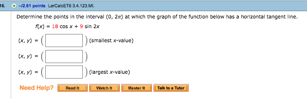 Solved Determine the points In the interval (0, 2 pi) at | Chegg.com