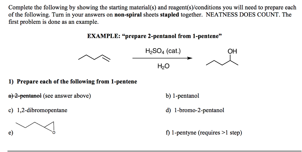 Solved Complete the following by showing the starting | Chegg.com