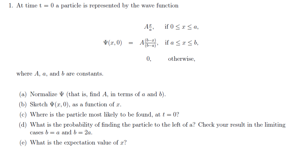 Solved At time t = 0 a particle is represented by the wave | Chegg.com