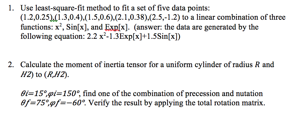 Use least-square-fit method to fit a set of five data | Chegg.com