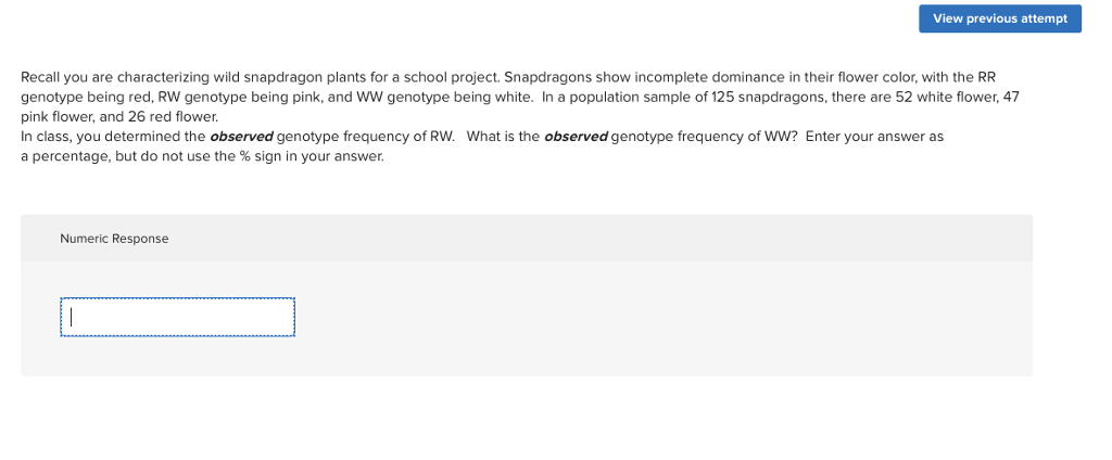 Solved View previous attempt Recall you are characterizing | Chegg.com