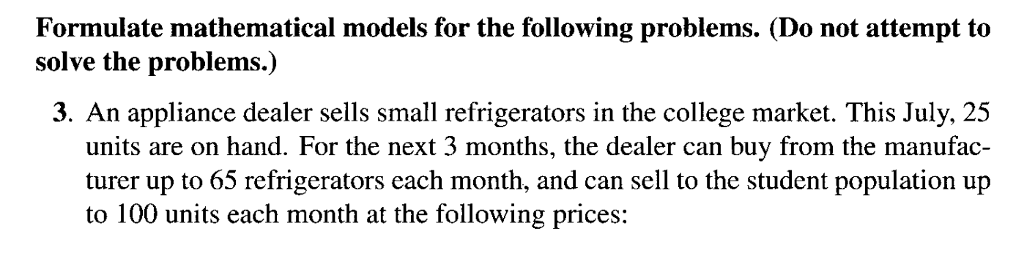 Solved Formulate mathematical models for the following | Chegg.com