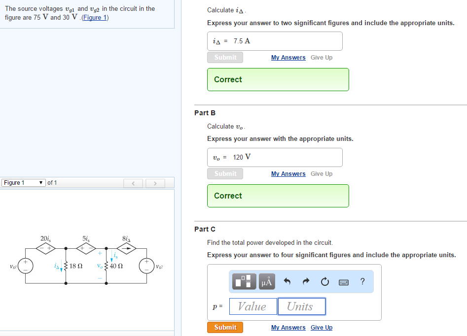 Solved The source voltages vgl and vg2 in the circuit in the | Chegg.com
