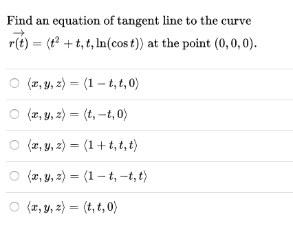 Solved Find an equation of tangent line to the curve r(t) | Chegg.com