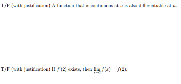Solved T/F (with justification) A function that is | Chegg.com