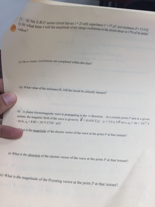 Solved An L-R-C series circuit has an L = 23 mH, capacitance | Chegg.com
