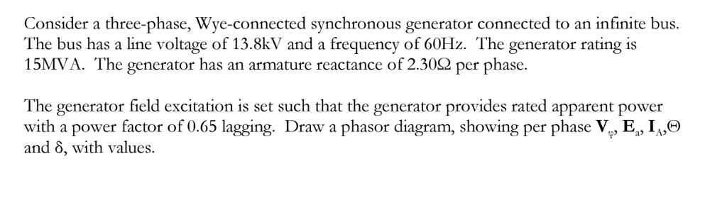 Solved Consider a three-phase, Wye-connected synchronous | Chegg.com