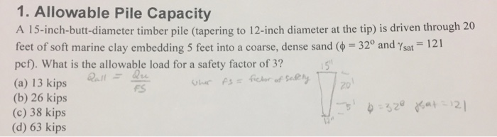 Solved Allowable Pile Capacity A 15-inch-butt-diameter | Chegg.com
